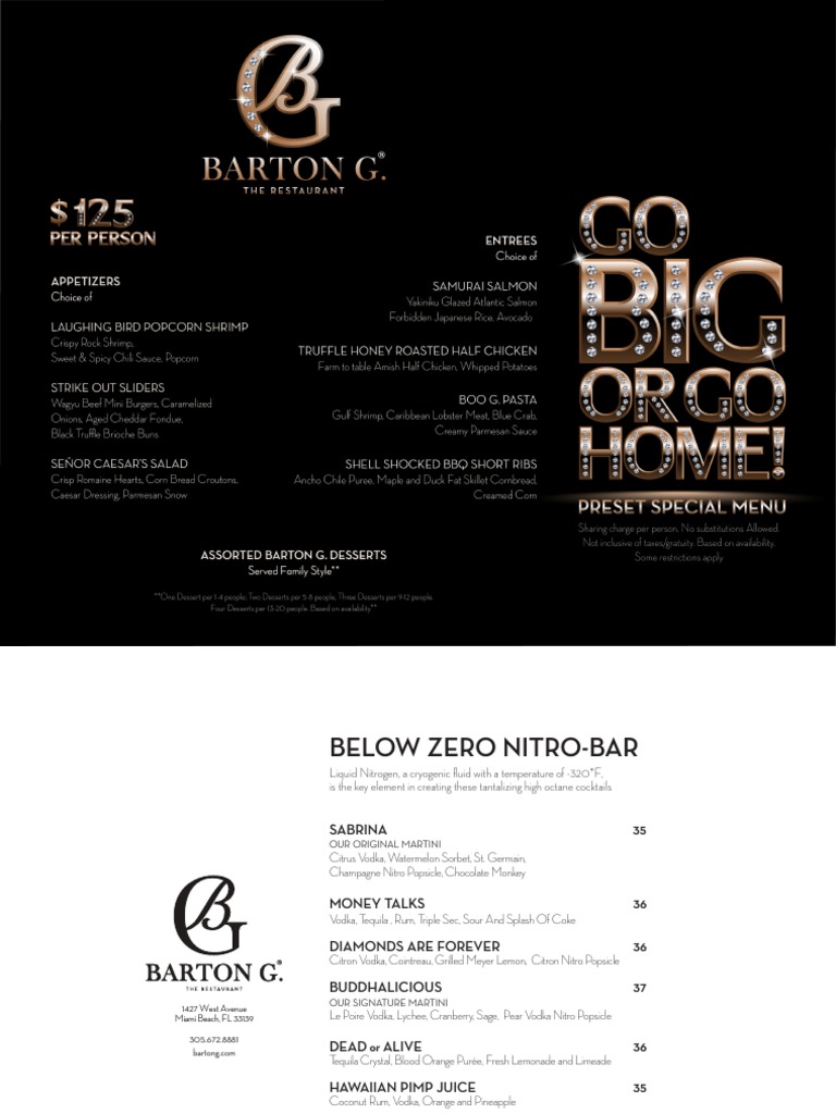 Bartong Miami Menu | PDF | Wine | Foods
