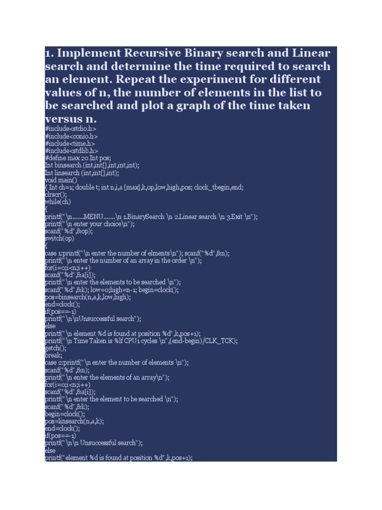 Binary Search and Linear Search | PDF