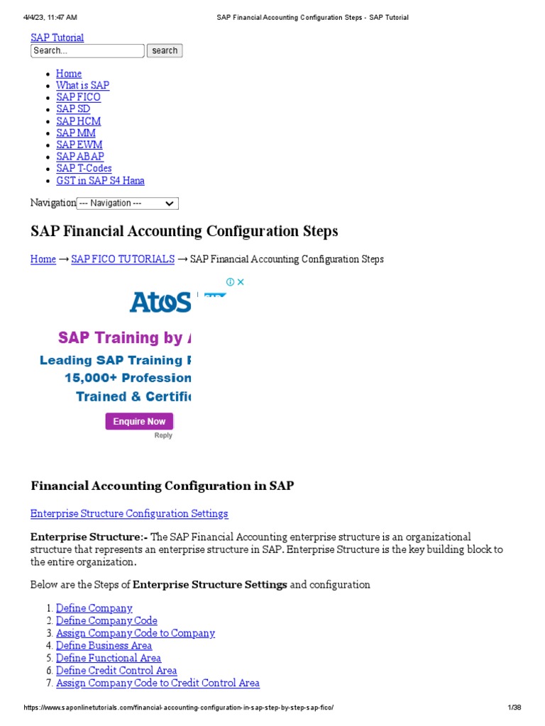 SAP FICO Configuration Steps Guide | PDF | Depreciation | Banks