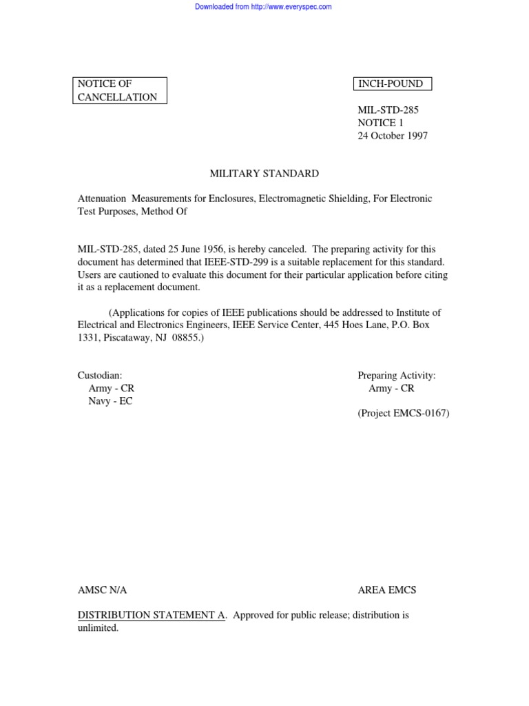 Mil STD 285 - Notice 1 | PDF