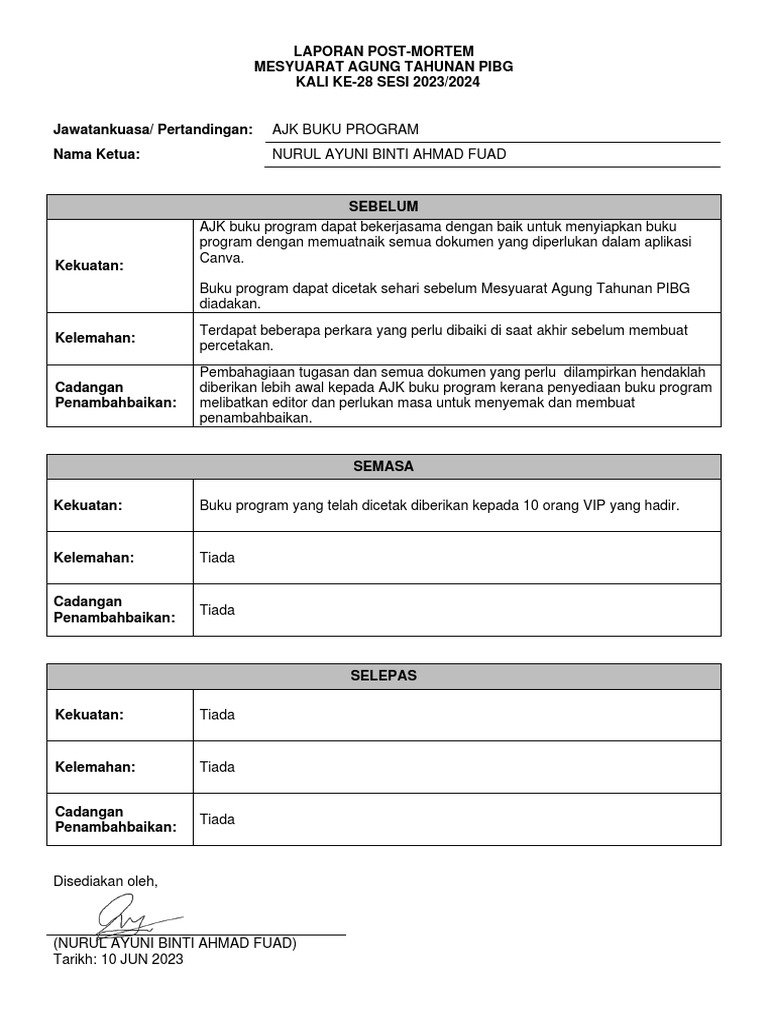 Postmortem Buku Program | PDF