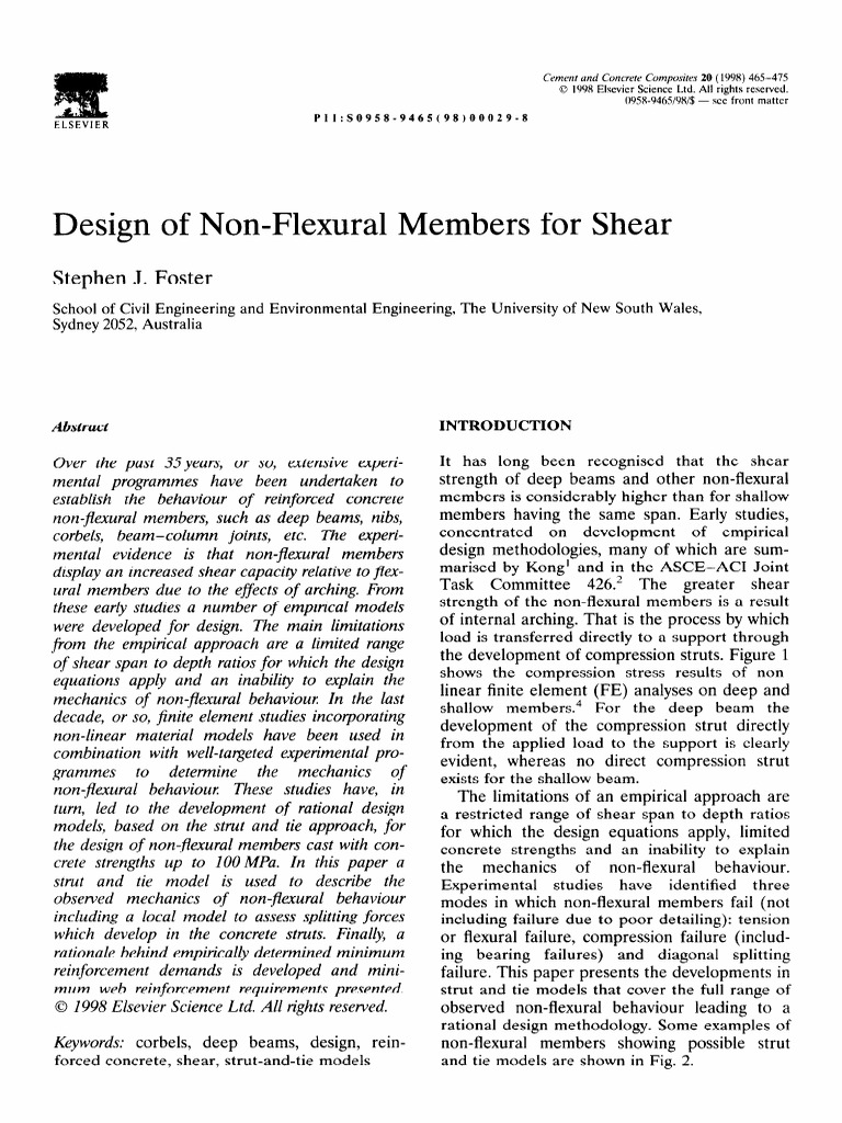 Design of Non-Flexural Members For Shear - Foster-1998 | PDF | Beam ...