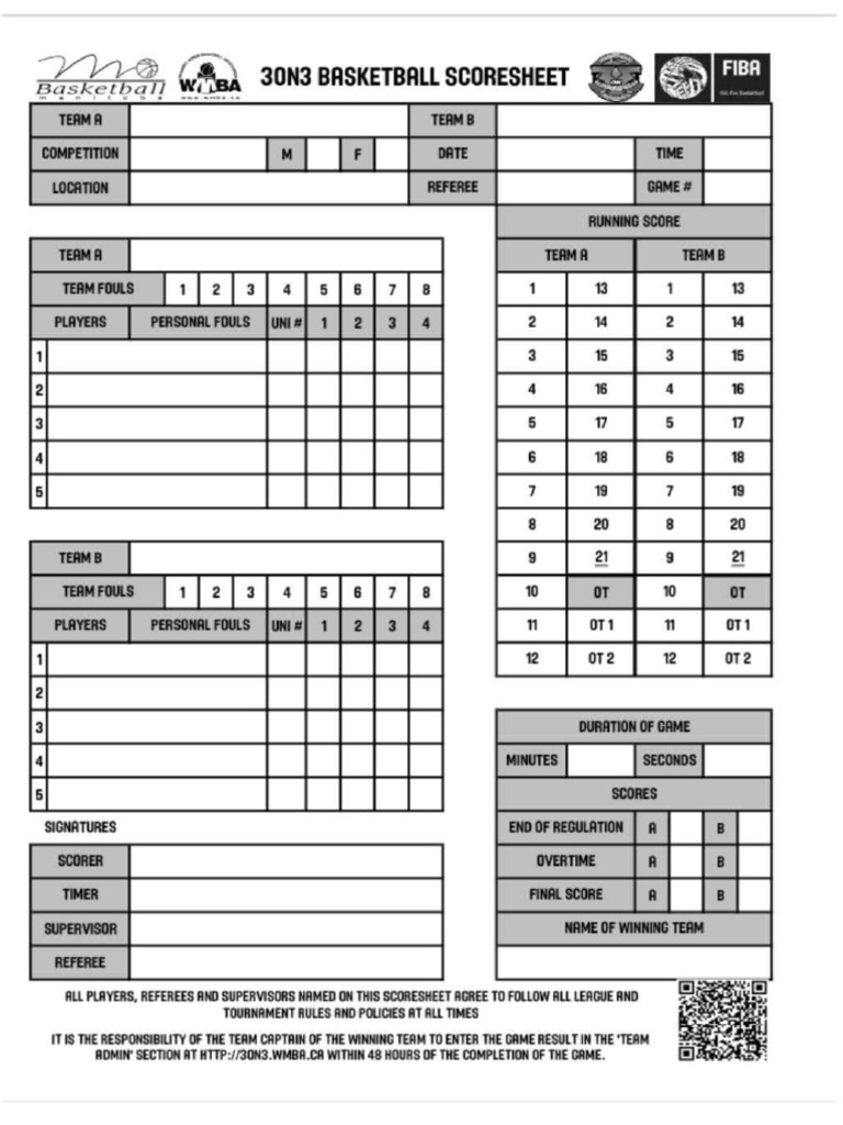 3X3 Scoresheet | PDF