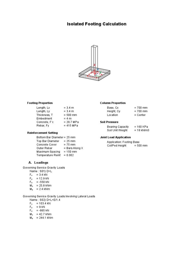 Isolated Footing Calculation Terrace Corner | PDF | Mechanics | Civil ...