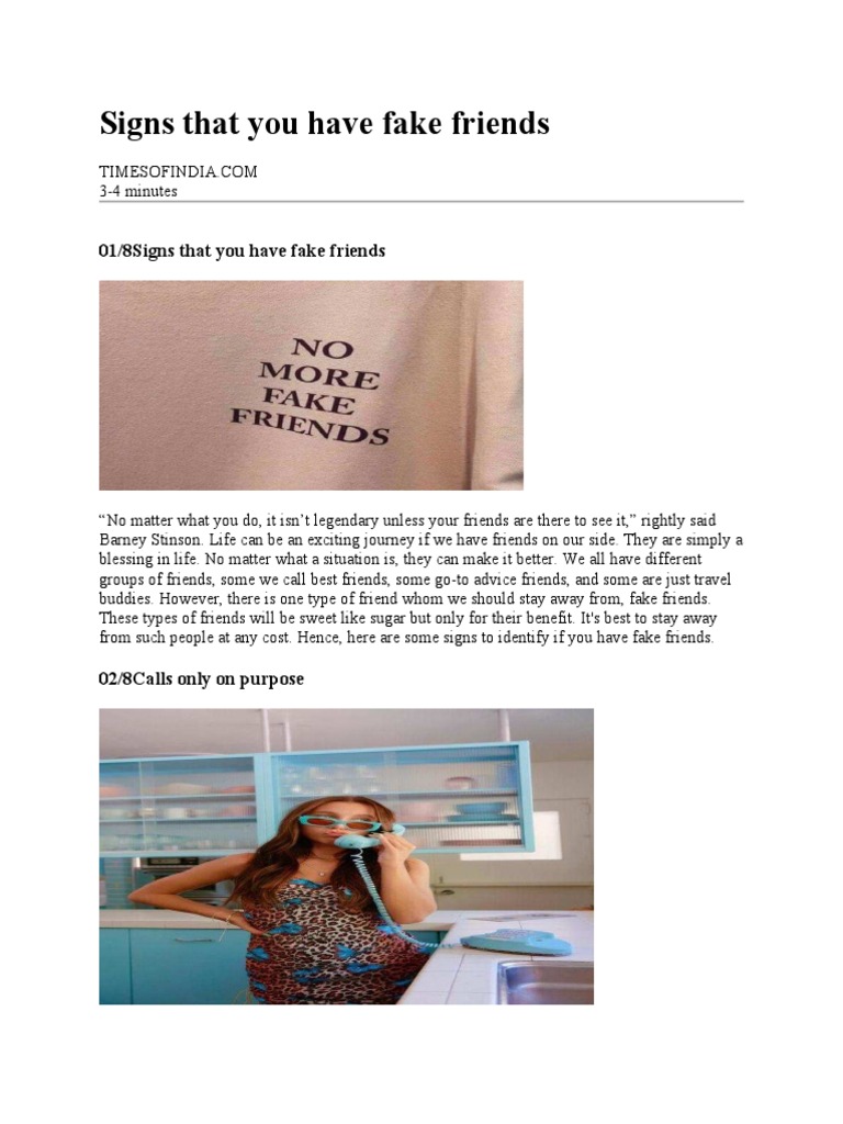 Signs That You Have Fake Friends | PDF