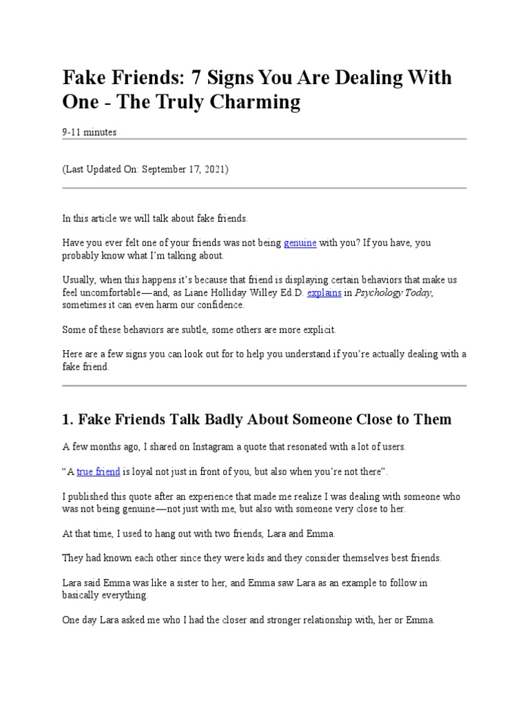 Fake Friendsgg Pdf Friendship Psychology