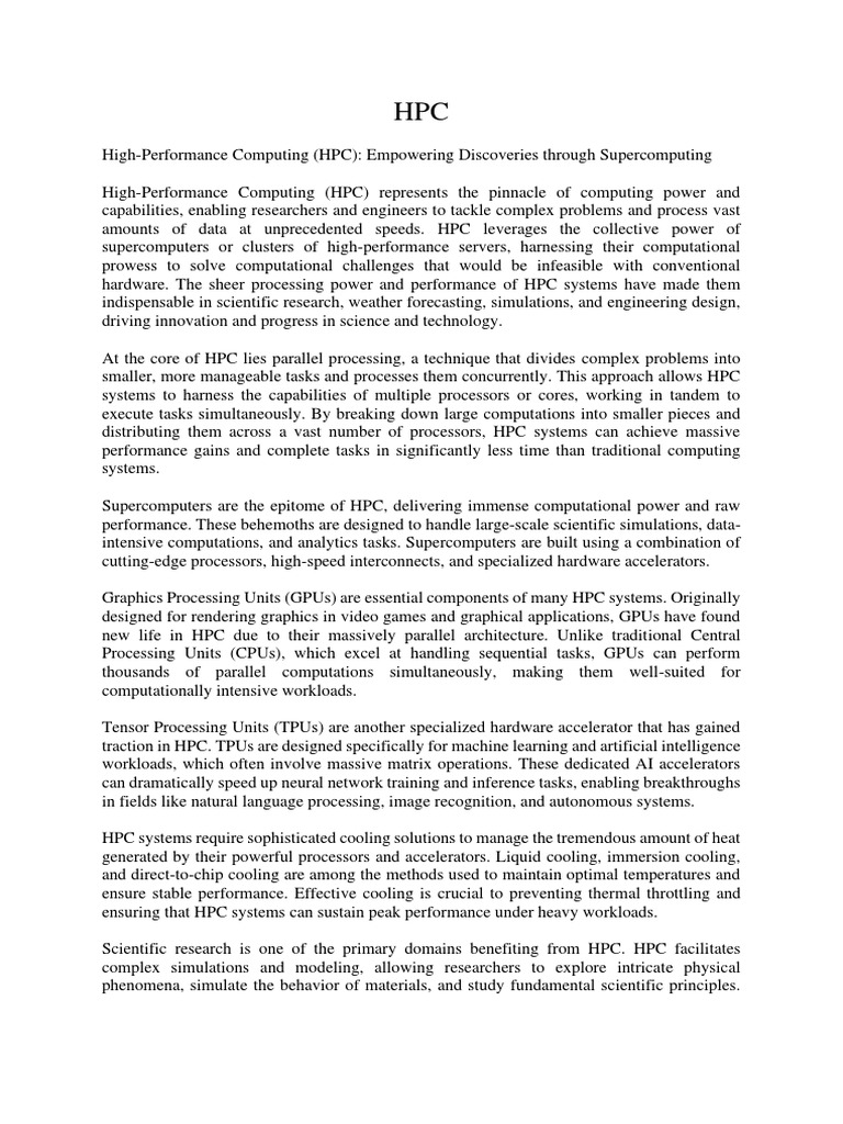 Hpc Download Free Pdf Supercomputer Central Processing Unit