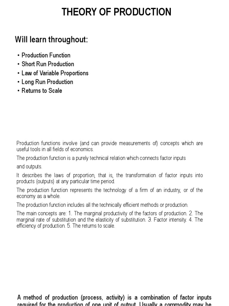 Enhancing Production Efficiency | PDF | Production Function | Labour ...