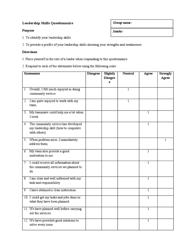 Leadership Questionnaire | PDF