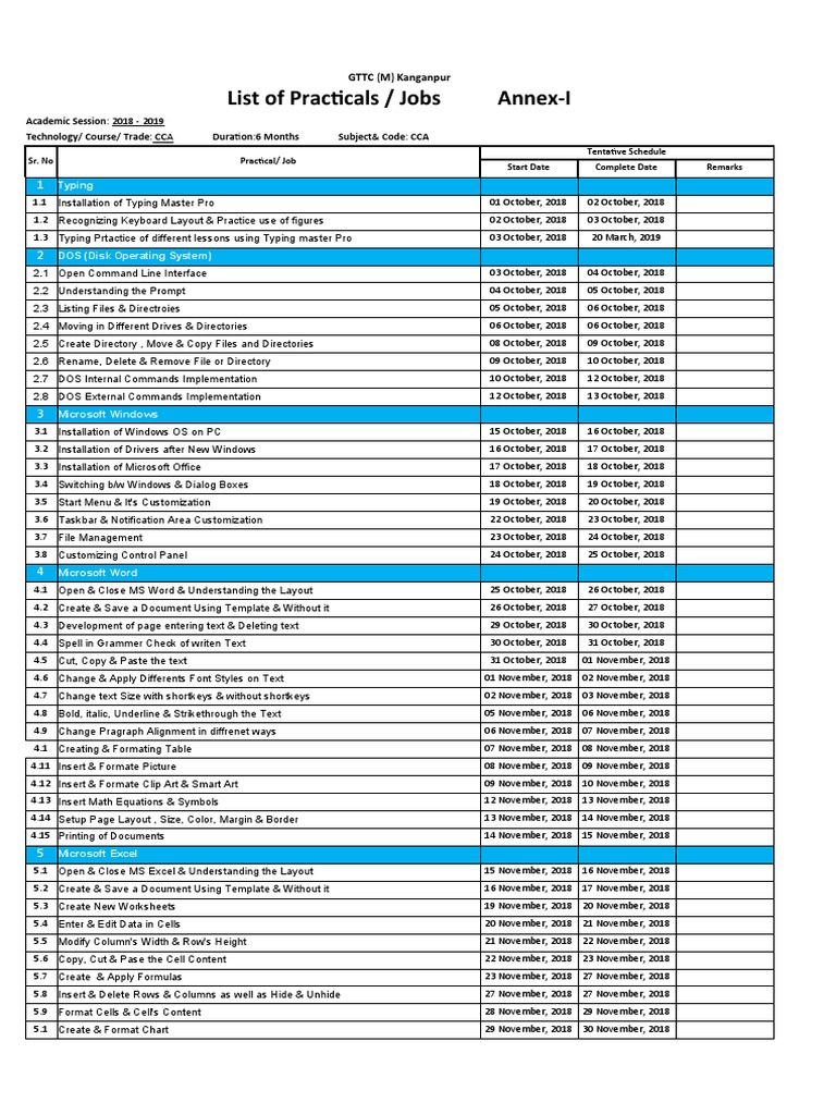 List of Practicals | PDF | Dos | Page Layout
