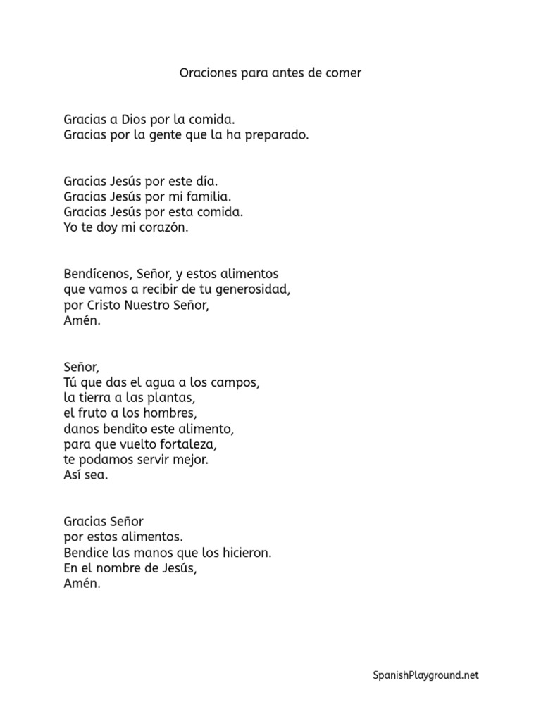 Spanish Mealtime Prayers | PDF