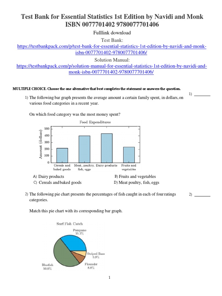 Essential Statistics 1st Edition by Navidi and Monk ISBN Test Bank ...