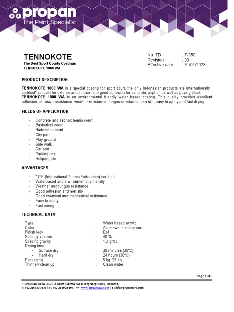 54. TENNOKOTE 1000 WA 2023 (2) | PDF | Concrete | Paint