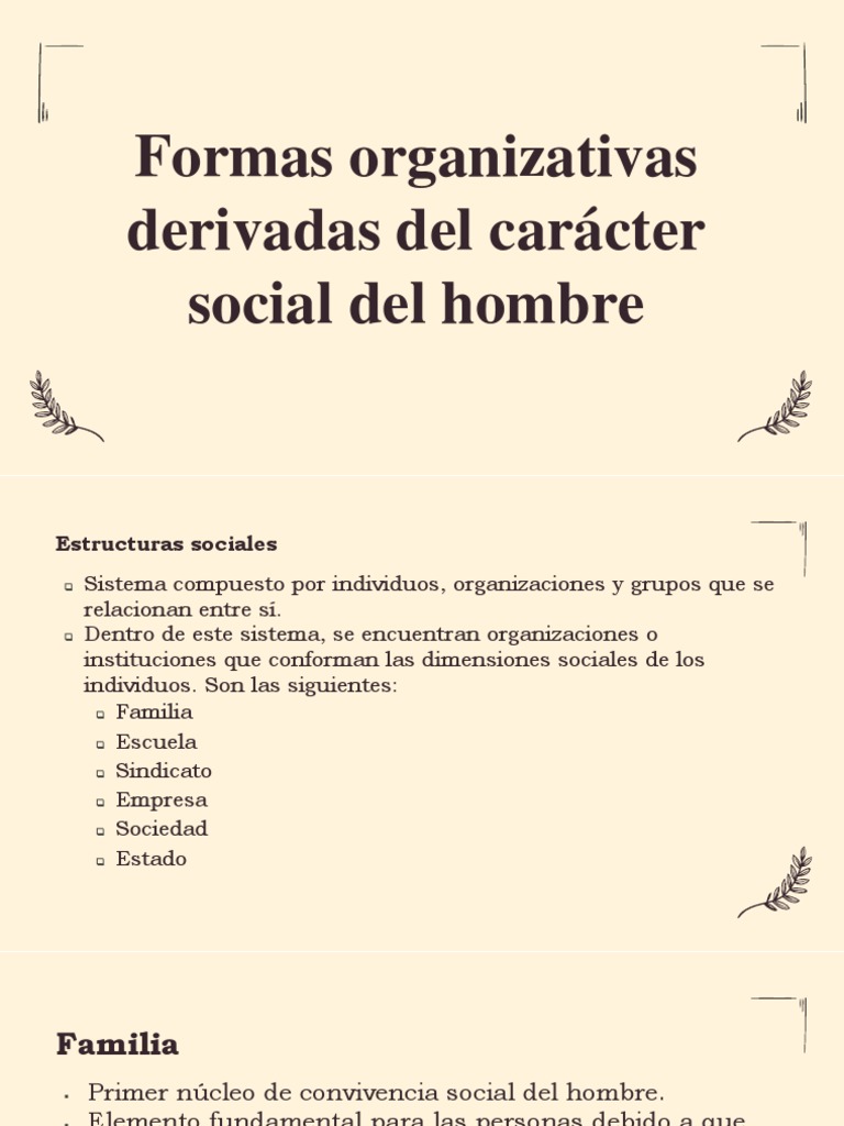 Formas Organizativas Derivadas Del Carácter Social Del Hombre | PDF ...