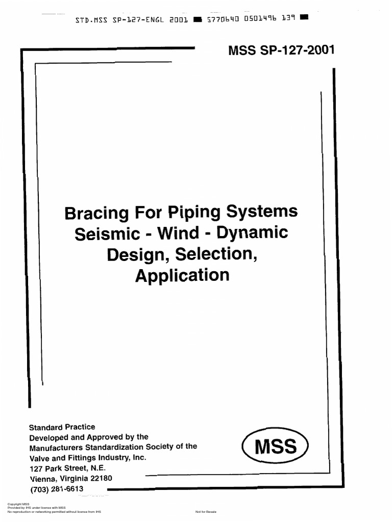 (MSS SP-127) Bracing For Dynamic Loads (2001) | PDF | Pipe (Fluid ...