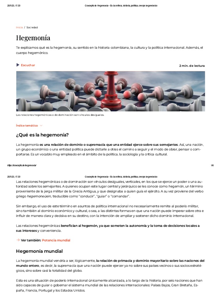 Concepto de Hegemonía - en La Cultura, Historia, Política, Cuerpo ...