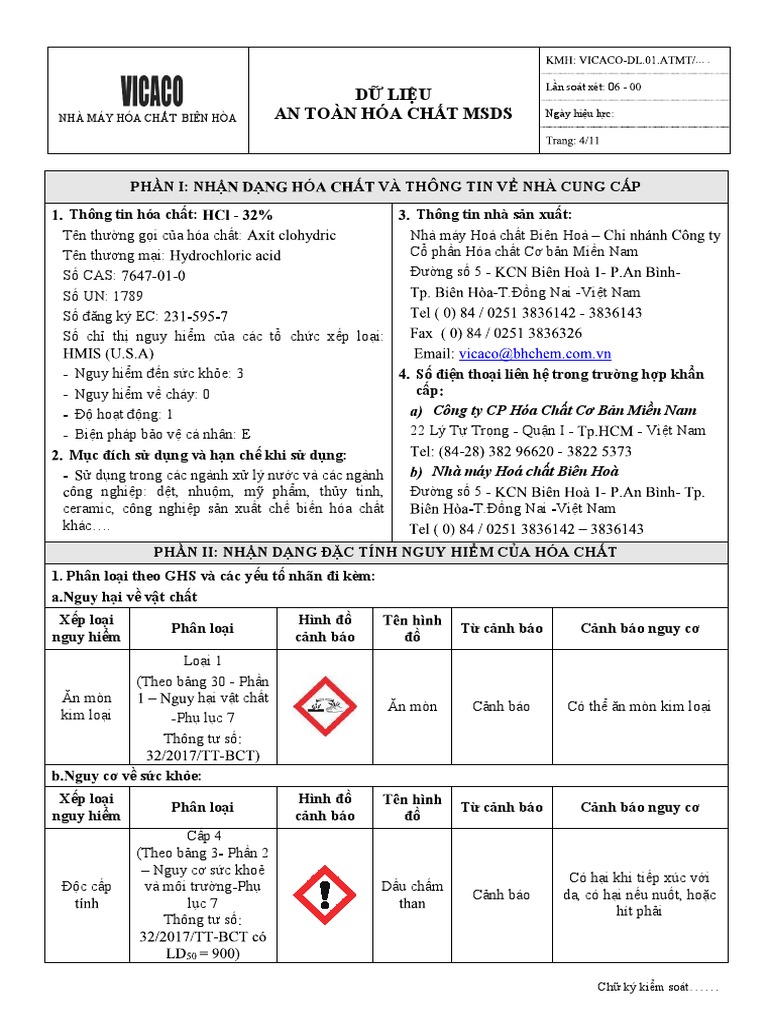 Msds HCL 37 | PDF