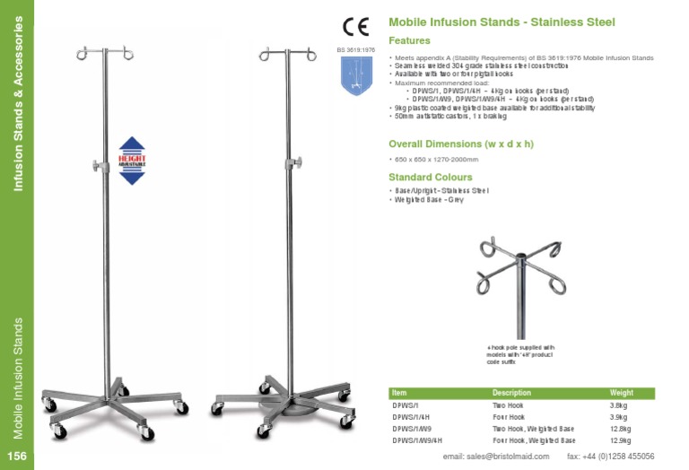 Mobile Infusion Stands Specifications | PDF