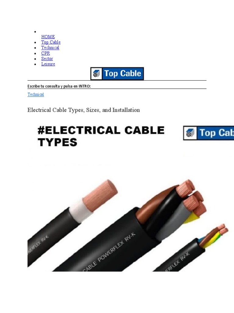 Types of Cables | PDF | Electrical Wiring | Insulator (Electricity)