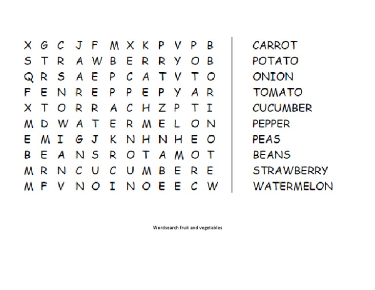 Word Search Fruit and Vegetables | PDF