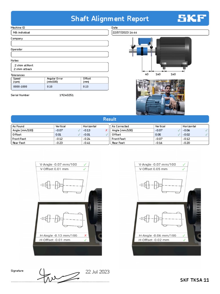 Shaft Alignment Report Summary | PDF
