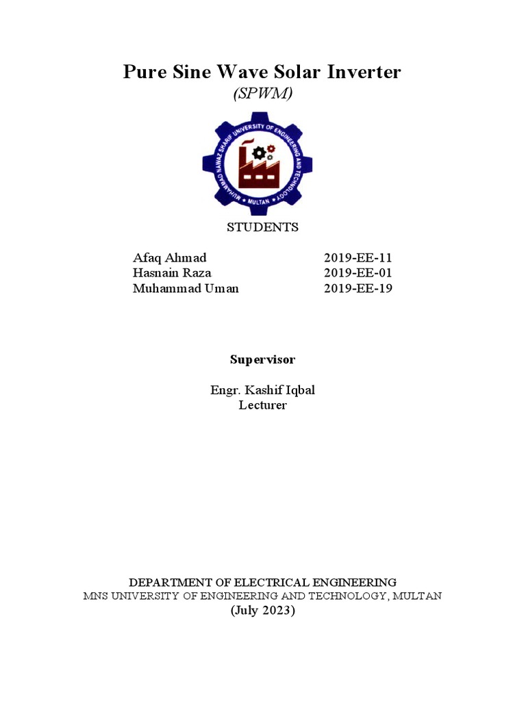 FYDP Format BSC Engg Final 2023 | PDF | Power Inverter | Direct Current