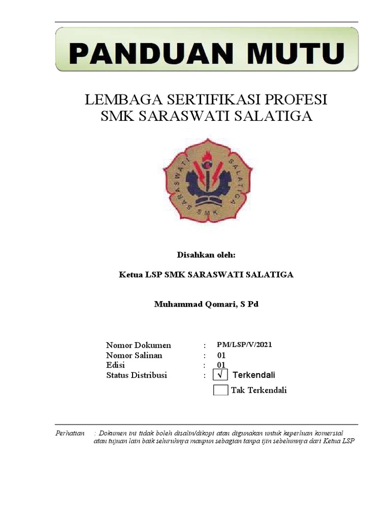 Panduan Mutu Saraswati | PDF | Bisnis