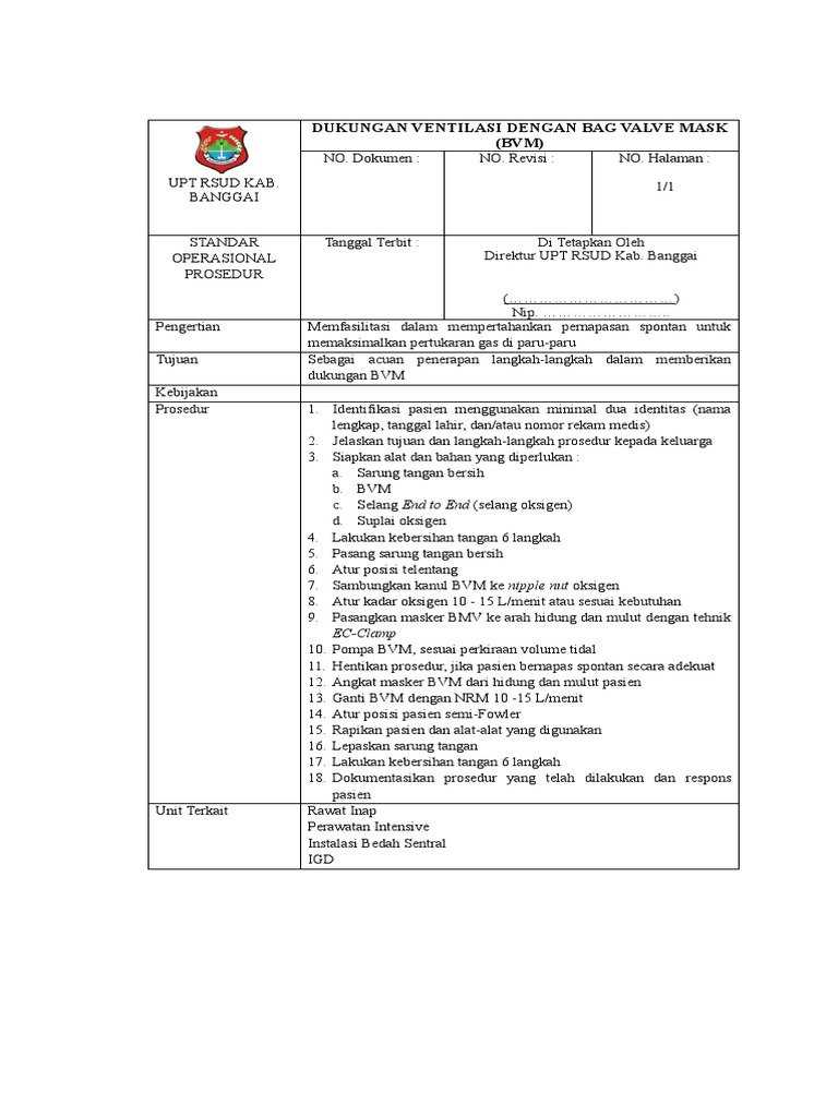 Siska - 1OK. DUKUNGAN VENTILASI DENGAN BAG VALVE MASK (BVM) | PDF