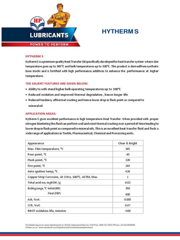 Hytherm S New | PDF | Heat Transfer | Viscosity