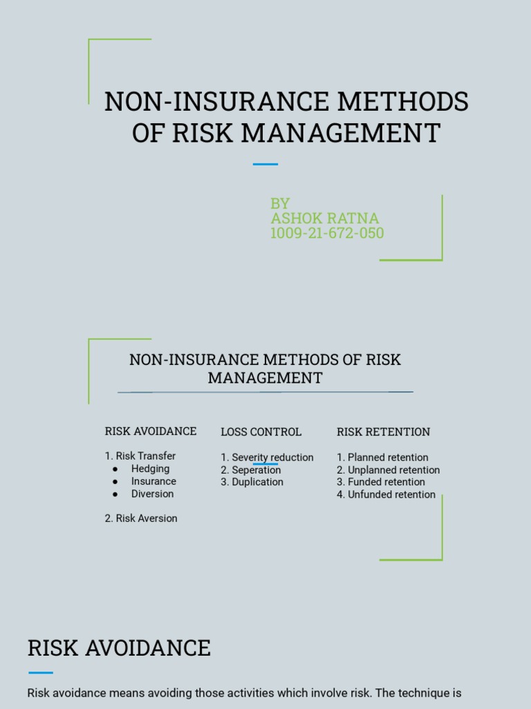 Non Insurance Methods of Risk Management | PDF | Diversification ...