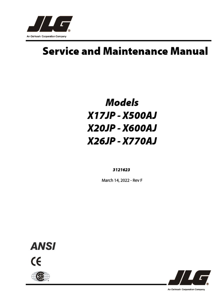 F x17jp, X500aj, x20jp, X600aj, x26jp, X770aj JLG Service English | PDF ...
