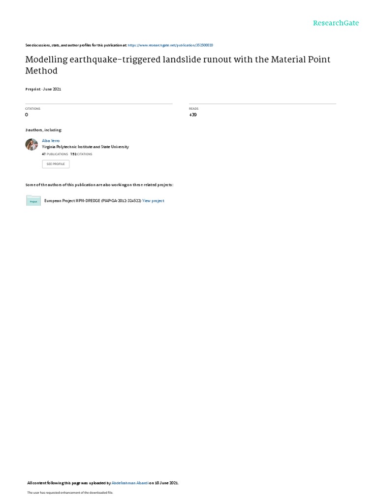 Alsardi (2021) Runout Modeling of Earthquake Triggered Landslides With The Material Point Method ...