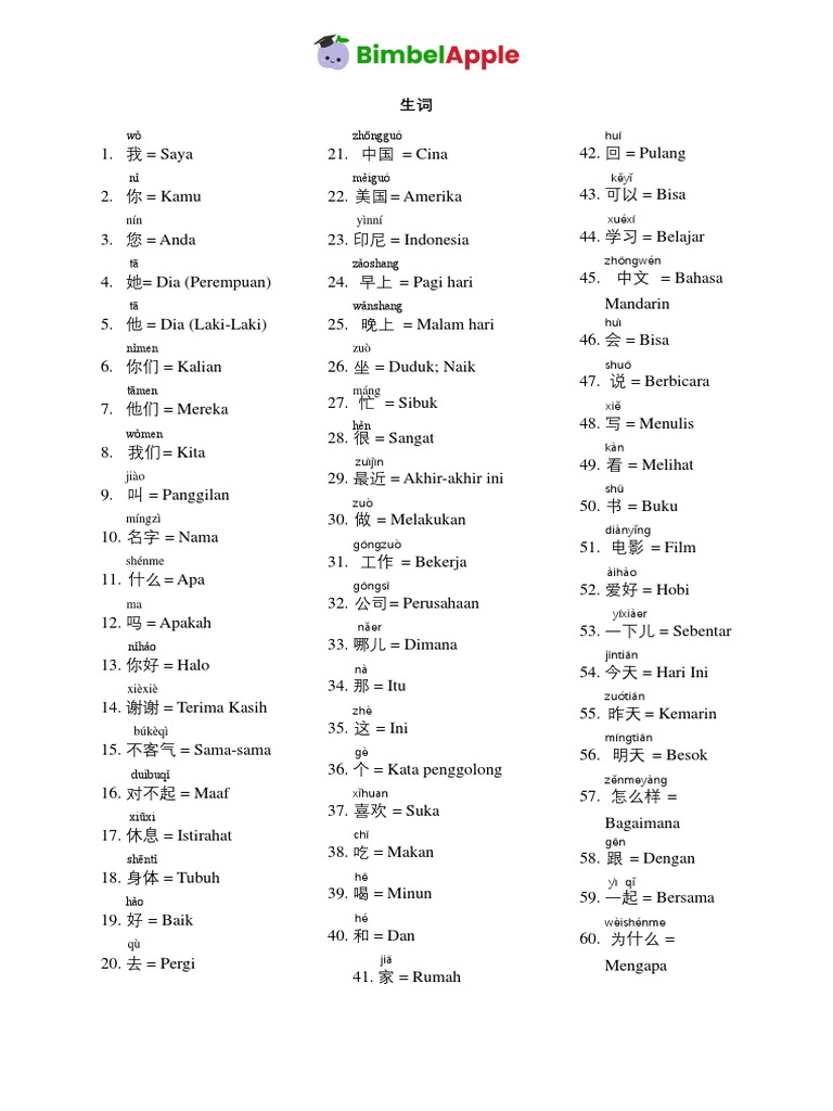 HSK 1 | PDF