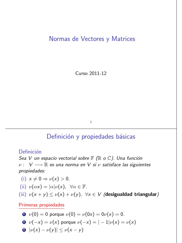 Norma 1 | PDF | Matriz (Matemáticas) | Norma (Matemáticas)