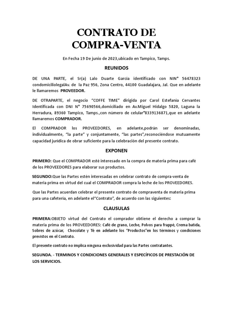 Contrato de Proveedor | PDF