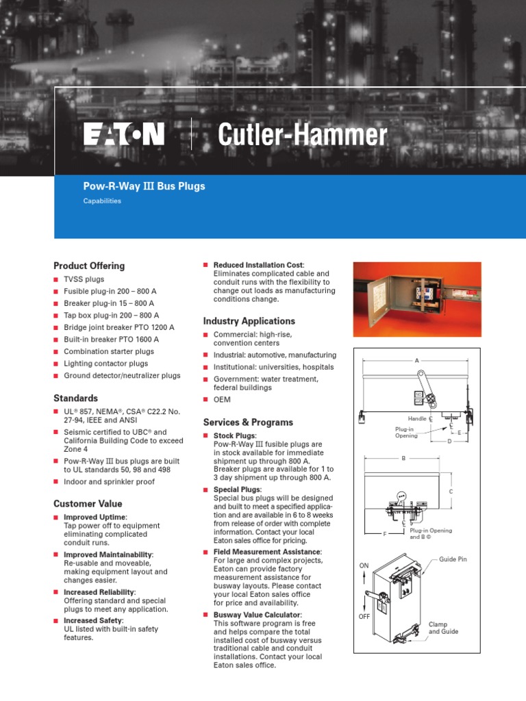 Pow-R-Way III Bus Plugs - Eaton | Download Free PDF | Electrical ...