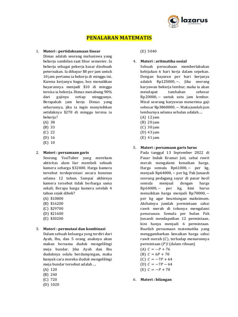(SNBT-PM) Paket Soal 005 | PDF
