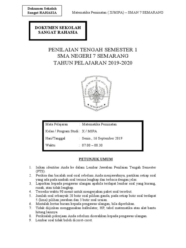 Soal Uts Kelas X | PDF