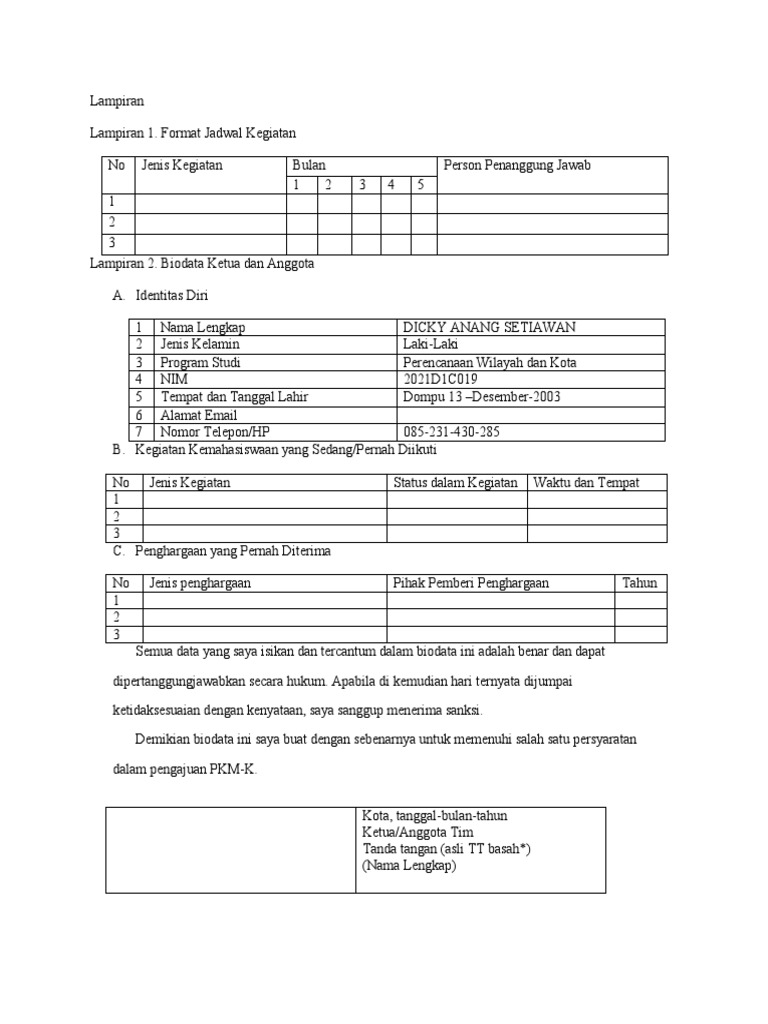 Lampiran PKM K | PDF