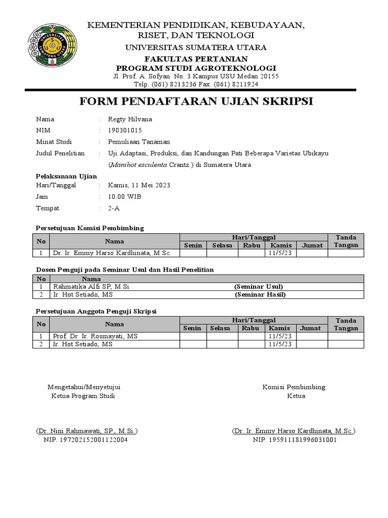 Form Rencana Seminar Usul Hasil Sidang 2 Salinan Salinan Pdf