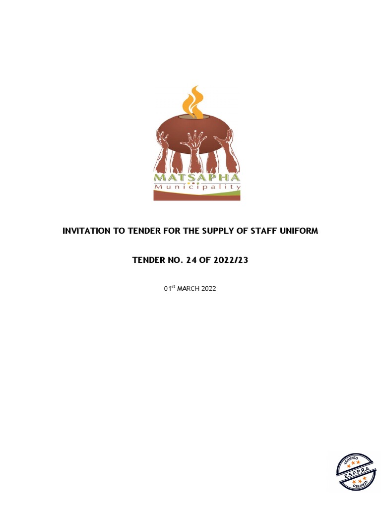 Approved Tender 24 Staff Uniform 2022 | PDF | Procurement | Bankruptcy