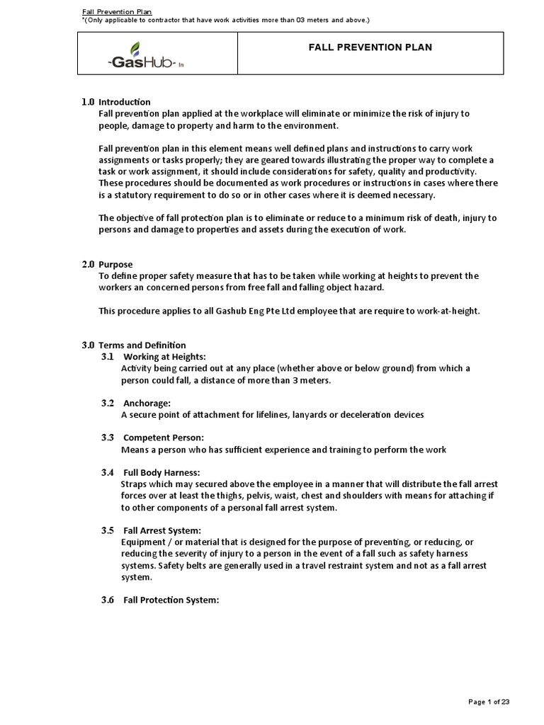 Fall Protection Plan | PDF | Risk Assessment | Risk