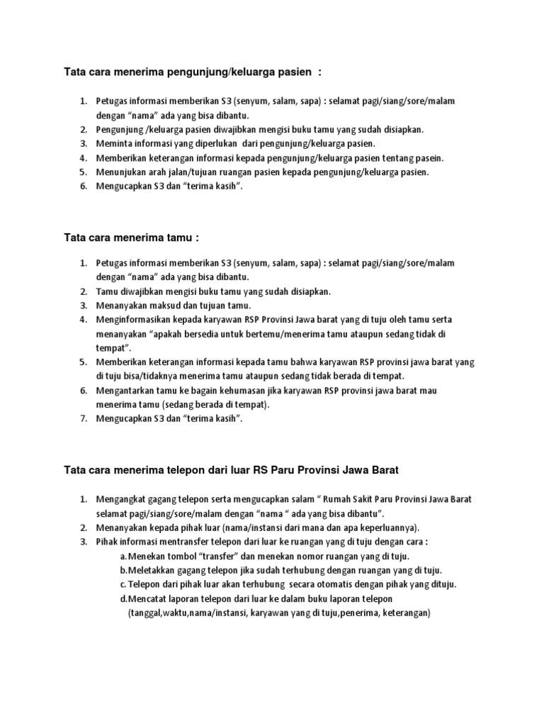 SOP Informasi Humas | PDF