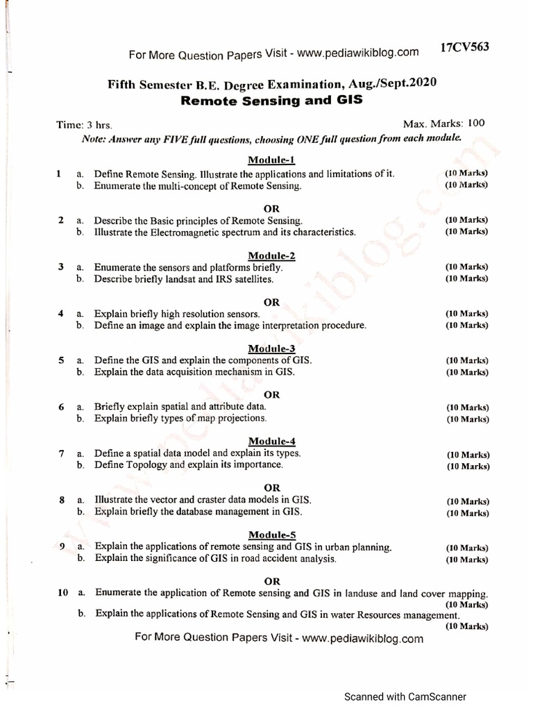Remote Sensing and GIS 18CV651 6th Sem | PDF
