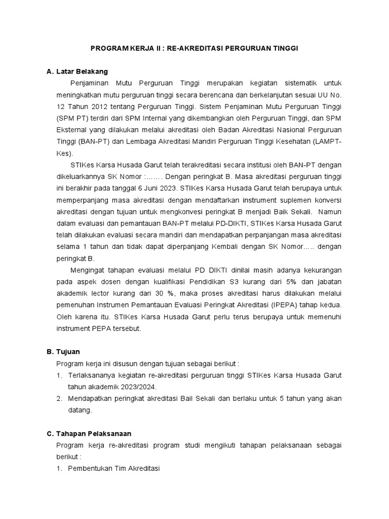 Contoh Templet Program Kerja | PDF