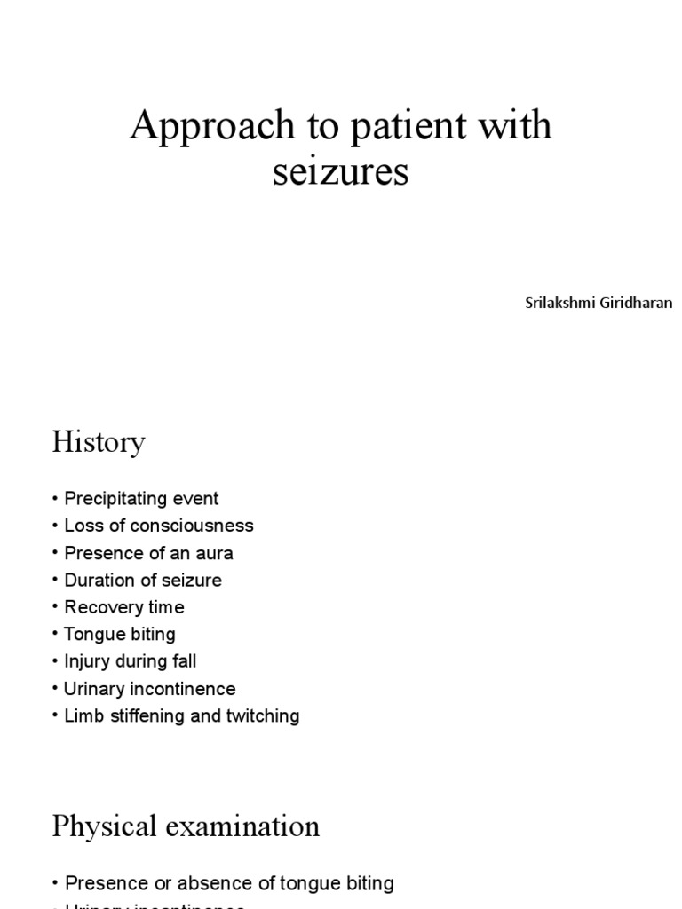 Approach To Patient With Seizures | PDF