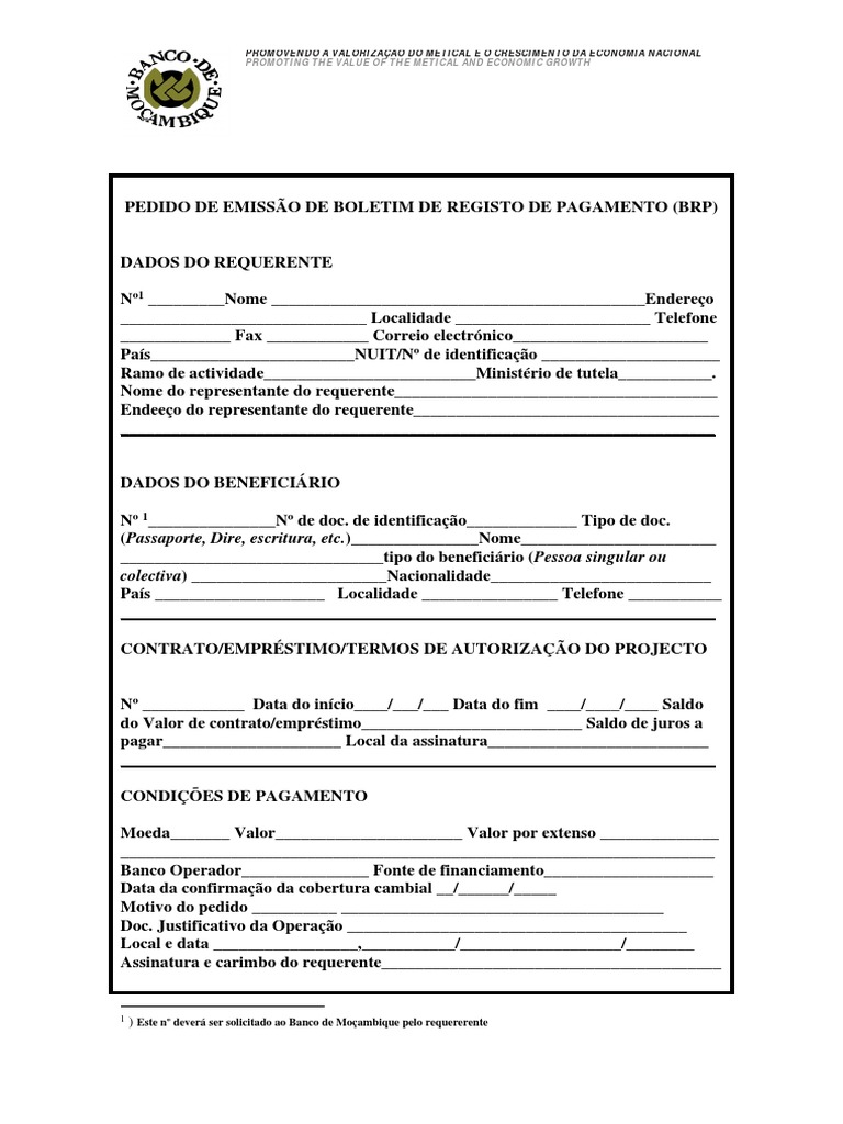 Standard Bank - Formulário BRP | PDF