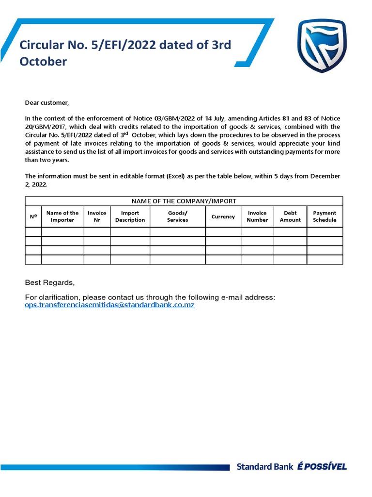 Circular No5EFI2022 Dated of 3rd October | PDF