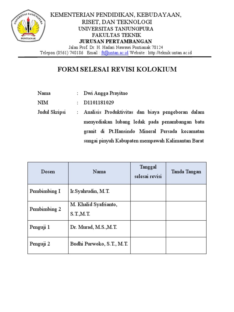 Form Selesai Revisi Kolokium | PDF
