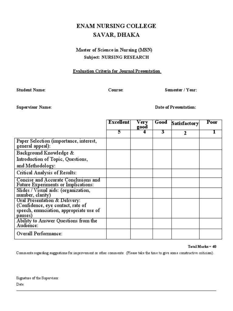 Journal Club Evaluation Form | PDF